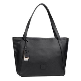 Shopper Gabor "Elfie", Damen, Gr. B/H/T: 44cm x 28cm x 11cm, schwarz, Polyurethan, clean, gepflegt, unifarben, Taschen Shopper, aus fein genarbtem, glattem Kunstleder und mit einem Logo Rubber Patch
