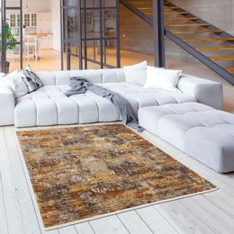 Teppich Sanat "Oasis 1871", gelb (goldfarben, gelb), B:120cm H:8mm L:180cm, Viskose, Teppiche, Teppich, Wohnzimmer, Kurzflor, Orient Optik