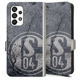 DeinDesign Galaxy A53 5G Handy Klapph&uuml;lle Handyh&uuml;lle aus Kunst Leder wei&szlig; Flip Case Fc Schalke 04 Concrete Merchandise Sideflip mit Lasche