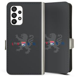 DeinDesign Galaxy A53 5G Handy Klapph&uuml;lle Handyh&uuml;lle aus Kunst Leder wei&szlig; Flip Case Olympique Lyonnais Ol Olympique Lyon Sideflip mit Lasche