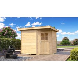 Gartenhaus Weka "229 Gr.2", beige (naturbelassen), Fu&szlig;boden im Gartenhaus, ohne Dacheindeckung, Massivholz, Gartenh&auml;user, Gartenhaus