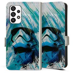 DeinDesign Galaxy A53 5G Handy Klapph&uuml;lle Handyh&uuml;lle aus Kunst Leder wei&szlig; Flip Case Colourful Star Wars Stormtrooper Sideflip mit Lasche