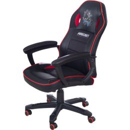 Gaming-Stuhl Phoenix, schwarz, schwarz, B:62cm H:108,5cm T:66,5cm, Kunststoff, Metall, Polyester, St&uuml;hle, Gaming-Stuhl, rote Absetzungen, Racing Chair