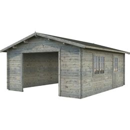 Garage Palmako "Roger", grau, Massivholz, Garagen, BxTxH: 622x596x312 cm, ohne Tor, grau