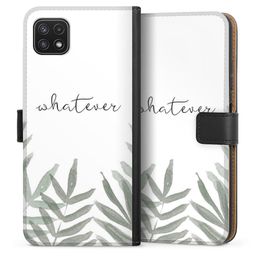 DeinDesign Galaxy A22 5G Handy Klapph&uuml;lle Handyh&uuml;lle aus Kunst Leder schwarz Flip Case Water Colour Jungle Palm Tree Sideflip mit langer Lasche