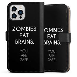 DeinDesign iPhone 13 Pro Max Handy Klapph&uuml;lle Handyh&uuml;lle aus Kunst Leder schwarz Flip Case Statement Funny Zombie Sideflip mit langer Lasche