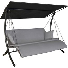 Hollywoodschaukel "Luxus Zip granit", grau (grau, grau), B:210cm H:160cm T:145cm, Obermaterial: 100% Polyester, Angerer FREIZEITM&Ouml;BEL, Hollywoodschaukeln, BxTxH: 210x145x160 cm