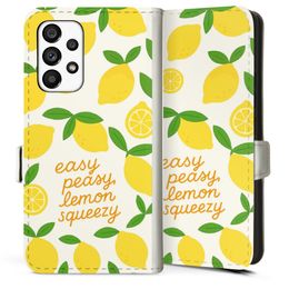 DeinDesign Galaxy A53 5G Handy Klapph&uuml;lle Handyh&uuml;lle aus Kunst Leder wei&szlig; Flip Case Spruch Statement Lemon Sideflip mit Lasche