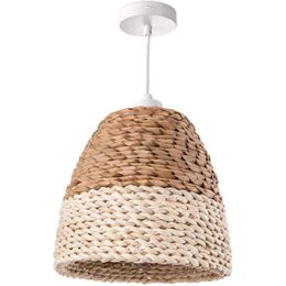 Paco Home Pendelleuchte "Basto", wei&szlig;, 1, &Oslash; 25cm H: 24,5cm, Leuchten, Deckenlampe LED Wohnzimmer Und Schlafzimmer, Gras, Deko E27, Pendelleuchte