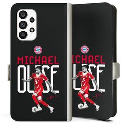 DeinDesign Galaxy A53 5G Handy Klapph&uuml;lle Handyh&uuml;lle aus Kunst Leder wei&szlig; Flip Case Fc Bayern M&uuml;nchen Michael Olise Official Licensed Product Sideflip mit Lasche