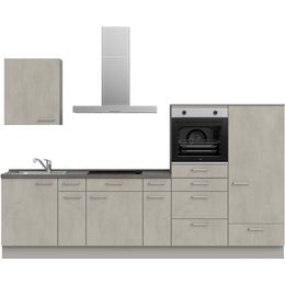 K&uuml;chenzeile Nobilia "Riva I", NEU: individuell anpassbar mit gratis Profi-Beratung", grau (k&uuml;che: grau, korpus: steingrau, arbeitsplatte: beton schiefergrau nachbildung), B:300,3cm H:216,6cm T:60cm, Komplettk&uuml;chen-Sets, K&uuml;chenzeile, vormontiert, Breite 300 cm, Ausrichtung w&auml;hlbar, wahlw. mit E-Ger&auml;ten