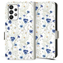 DeinDesign Galaxy A53 5G Handy Klapph&uuml;lle Handyh&uuml;lle aus Kunst Leder wei&szlig; Flip Case Muster Flowers Flower Sideflip mit Lasche