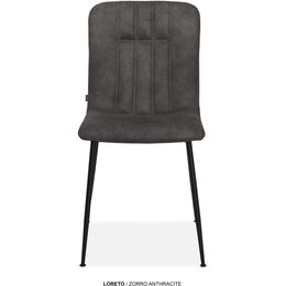 Esszimmerstuhl OMG DESIGN "Loreto", anthrazit, schwarz, anthrazit, B:44,5cm H:81,5cm T:57,5cm, Polyester, St&uuml;hle, Esszimmerstuhl, Schalenstuhl, bequem gepolstert, Esszimmerstuhl