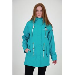Regenjacke DEPROC Active "Friesennerz ELLESMERE WOMEN", Damen, Gr. 36 (S), blau (t&uuml;rkis), 100% Polyester, figurumspielend, gerader Abschluss mit Druckknopf, Jacken Regenjacke, auch in Gro&szlig;en Gr&ouml;&szlig;en erh&auml;ltlich