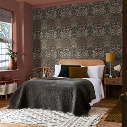 Vliestapete "Blackthorn", grau, B:10m L:2,5m, Vlies, WILLIAM MORRIS AT HOME, Tapeten, Designer Tapete, 10mx52cm (ca. 5m2)