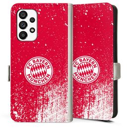 DeinDesign Galaxy A53 5G Handy Klapph&uuml;lle Handyh&uuml;lle aus Kunst Leder wei&szlig; Flip Case Fcb Official Licensed Product Fc Bayern M&uuml;nchen Sideflip mit Lasche