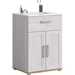 Waschtisch Welltime "COSENZA", sibiu l&auml;rche nb, sibiu l&auml;rche nb, B:61cm H:86cm T:45cm, FSC-zertifizierter Holzwerkstoff, Waschtische, Waschtisch, Waschtisch inkl. Waschbecken, Badezimmer, Bad, Waschtisch