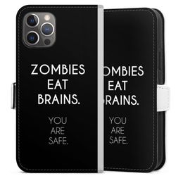 DeinDesign iPhone 12 Pro Handy Klapph&uuml;lle Handyh&uuml;lle aus Kunst Leder wei&szlig; Flip Case Statement Funny Zombie Sideflip mit Lasche