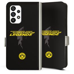 DeinDesign Galaxy A53 5G Handy Klapph&uuml;lle Handyh&uuml;lle aus Kunst Leder wei&szlig; Flip Case Borussia Dortmund Marco Reus Bvb Sideflip mit Lasche