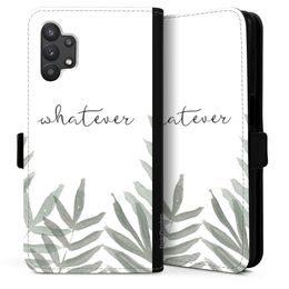 DeinDesign Galaxy A32 5G Handy Klapph&uuml;lle Handyh&uuml;lle aus Kunst Leder schwarz Flip Case Water Colour Palm Tree Jungle Sideflip mit langer Lasche