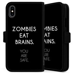 DeinDesign iPhone X Handy Klapph&uuml;lle Handyh&uuml;lle aus Kunst Leder schwarz Flip Case Statement Funny Zombie Sideflip mit langer Lasche