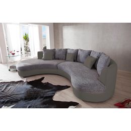 Ecksofa Home Affaire "Lazio modern und bequem, schmale Armlehnen, tolle Detailverarbeitung", grau (grau, wei&szlig;, grau), B:287cm H:76cm T:160cm, 100% PU (Kunstleder)/90% Polyester, 10% Acrylic, Sofas, Ecksofa, ergonomische Form