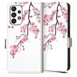 DeinDesign Galaxy A53 5G Handy Klapph&uuml;lle Handyh&uuml;lle aus Kunst Leder wei&szlig; Flip Case Cherry Blossom Japan Aisa Sideflip mit Lasche