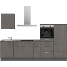 K&uuml;chenzeile Nobilia "Riva I", NEU: individuell anpassbar mit gratis Profi-Beratung", grau (k&uuml;che: grau, korpus: schiefergrau, arbeitsplatte: beton schiefergrau nachbildung), B:300,3cm H:216,6cm T:60cm, Komplettk&uuml;chen-Sets, K&uuml;chenzeile, vormontiert, Breite 300 cm, Ausrichtung w&auml;hlbar, wahlw. mit E-Ger&auml;ten