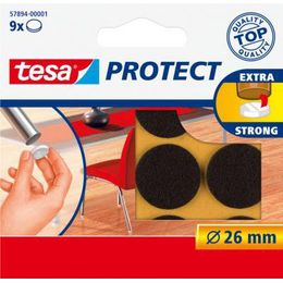 Tesa&reg; Filzgleiter Protect&reg;, rund, selbstklebend, &Oslash; 26 mm, braun, 9 St&uuml;ck