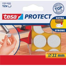 Tesa&reg; Filzgleiter Protect&reg;, rund, selbstklebend, &Oslash; 22 mm, wei&szlig;, 12 St&uuml;ck
