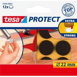 Tesa&reg; Filzgleiter Protect&reg;, rund, selbstklebend, &Oslash; 22 mm, braun, 12 St&uuml;ck