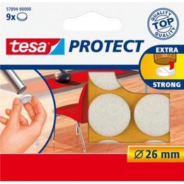 Tesa&reg; Filzgleiter Protect&reg;, rund, selbstklebend, &Oslash; 26 mm, wei&szlig;, 9 St&uuml;ck