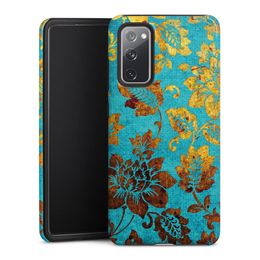 DeinDesign Galaxy S20 FE 5G Handy Panzer Handyh&uuml;lle robuste Outdoor H&uuml;lle Schutzh&uuml;lle gl&auml;nzend Vintage Ornament Flowers Tough Case