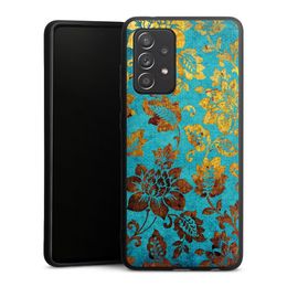 DeinDesign Galaxy A52s 5G Handy Premium Silikon H&uuml;lle Handyh&uuml;lle schwarz Case Vintage Ornament Flowers Silikon Premium Case