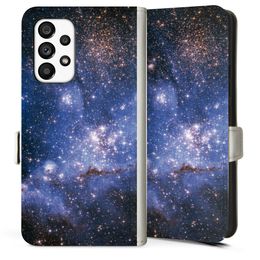 DeinDesign Galaxy A53 5G Handy Klapph&uuml;lle Handyh&uuml;lle aus Kunst Leder wei&szlig; Flip Case Weltraum Weltall Galaxy Sideflip mit Lasche