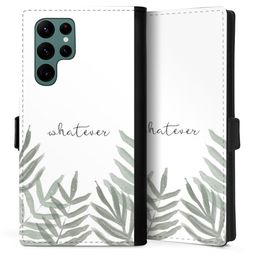 DeinDesign Galaxy S22 Ultra Handy Klapph&uuml;lle Handyh&uuml;lle aus Kunst Leder schwarz Flip Case Water Colour Jungle Palm Tree Sideflip mit langer Lasche