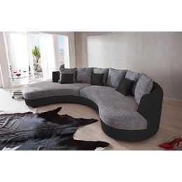 Ecksofa Home Affaire "Lazio modern und bequem, schmale Armlehnen, tolle Detailverarbeitung", grau (schwarz, wei&szlig;, grau), B:287cm H:76cm T:160cm, 100% PU (Kunstleder)/90% Polyester, 10% Acrylic, Sofas, Ecksofa, ergonomische Form