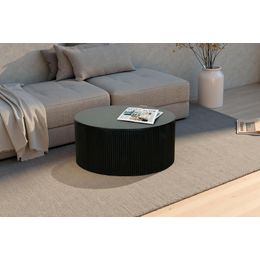 Couchtisch ByLiving "OWEN", schwarz (schwarz, schwarz), B:80cm H:36cm T:80cm, Tische, Couchtisch, Schwarz, Tischplatte zum Abnehmen, Stauraum, Breite: 40 oder 80 cm
