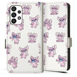 DeinDesign Galaxy A53 5G Handy Klapph&uuml;lle Handyh&uuml;lle aus Kunst Leder wei&szlig; Flip Case Angel Lilo & Stitch Disney Sideflip mit Lasche