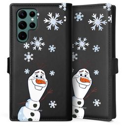 DeinDesign Galaxy S22 Ultra Handy Klapph&uuml;lle Handyh&uuml;lle aus Kunst Leder schwarz Flip Case Disney Frozen 2 Frozen Olaf Sideflip mit langer Lasche