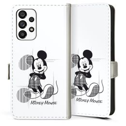 DeinDesign Galaxy A53 5G Handy Klapph&uuml;lle Handyh&uuml;lle aus Kunst Leder wei&szlig; Flip Case Official Licensed Product Disney Mickey Mouse Sideflip mit Lasche
