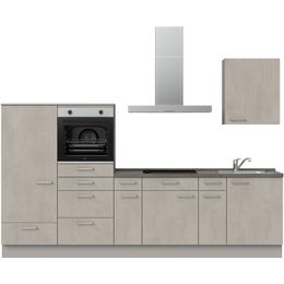 K&uuml;chenzeile Nobilia "Riva I", NEU: individuell anpassbar mit gratis Profi-Beratung", grau (k&uuml;che: grau, korpus: steingrau, arbeitsplatte: beton schiefergrau nachbildung), B:300,3cm H:216,6cm T:60cm, Komplettk&uuml;chen-Sets, K&uuml;chenzeile, vormontiert, Breite 300 cm, Ausrichtung w&auml;hlbar, wahlw. mit E-Ger&auml;ten