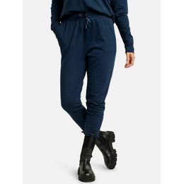 Chinohose LIBERT&Eacute; ESSENTIEL "Libert&eacute; Essentiel Trouser ALMA", Damen, Gr. M/L, navy, Obermaterial: 90% Polyester, 10% Elasthan, Hosen Chinohose