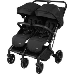 Zwillingsbuggy BABYGO "Zwillingskinderwagen GOTwice", Kinder, schwarz, Kinderwagen, mit drei schwenkbaren Vorderr&auml;dern