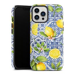 DeinDesign iPhone 13 Pro Max Handy Panzer Handyh&uuml;lle robuste Outdoor H&uuml;lle Schutzh&uuml;lle gl&auml;nzend Muster Greece Lemon Tough Case