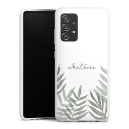 DeinDesign Galaxy A52s 5G Handy Silikon H&uuml;lle Case wei&szlig; Handyh&uuml;lle Water Colour Jungle Palm Tree Silikon Case