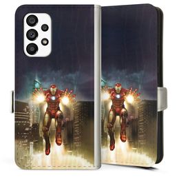 DeinDesign Galaxy A53 5G Handy Klapph&uuml;lle Handyh&uuml;lle aus Kunst Leder wei&szlig; Flip Case Iron Man Avengers Marvel Sideflip mit Lasche