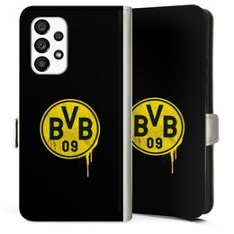 DeinDesign Galaxy A53 5G Handy Klapph&uuml;lle Handyh&uuml;lle aus Kunst Leder wei&szlig; Flip Case Official Licensed Product Borussia Dortmund Bvb Sideflip mit Lasche