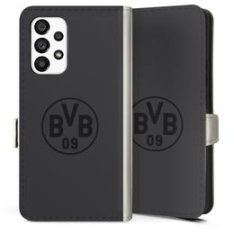 DeinDesign Galaxy A53 5G Handy Klapph&uuml;lle Handyh&uuml;lle aus Kunst Leder wei&szlig; Flip Case Borussia Dortmund Bvb Logo Sideflip mit Lasche