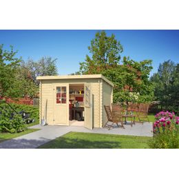 Gartenhaus Lasita Maja "San Jose 230", beige (naturbelassen), ohne Fu&szlig;boden, ohne Dacheindeckung, Massivholz, Gartenh&auml;user, Gartenhaus, Blockbohlenhaus 28mm